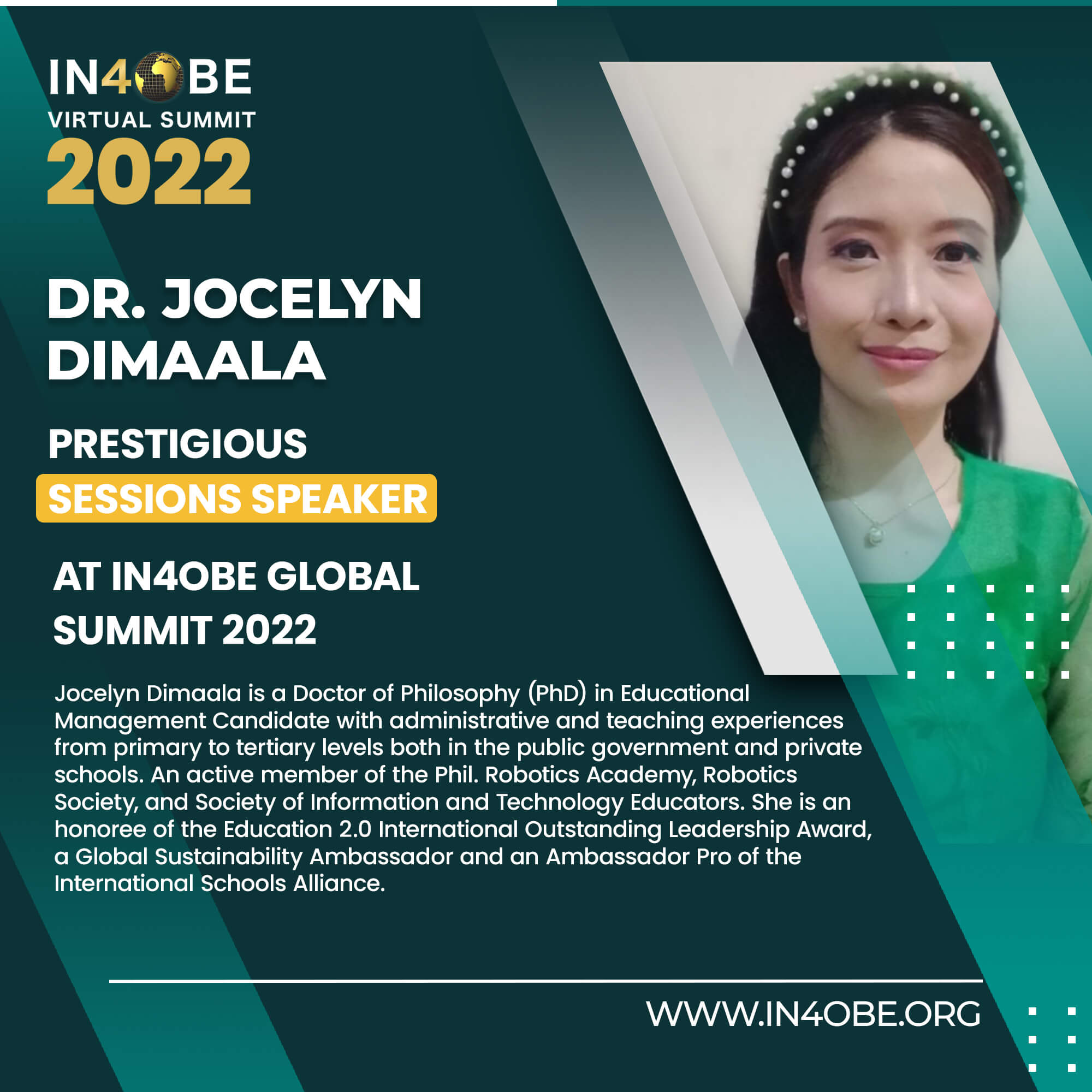 Dr. Jocelyn Dimaala is Prestigious Session Speaker at IN4OBE Global Summit 2022 - IN4OBE ...